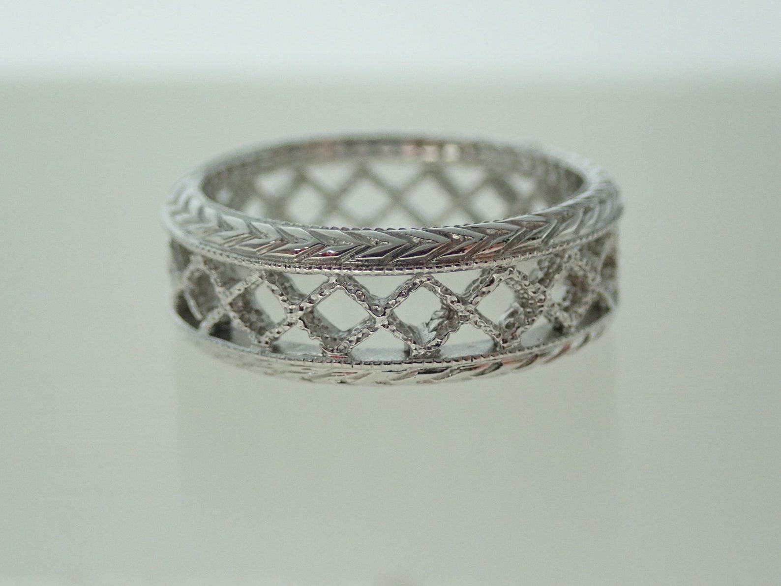 Open Lattice Filigree Wheat Pattern 7 Mm Wide Hand Engraved - Etsy