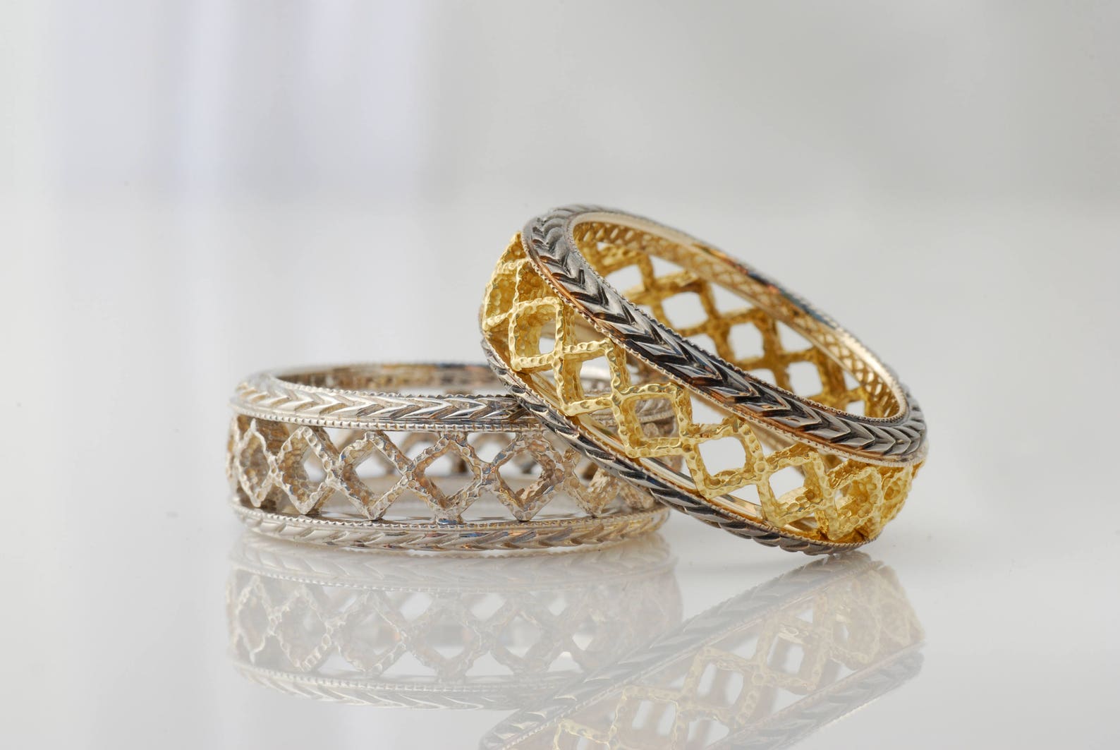 Open Lattice Filigree Wheat Pattern 7 Mm Wide Hand Engraved - Etsy