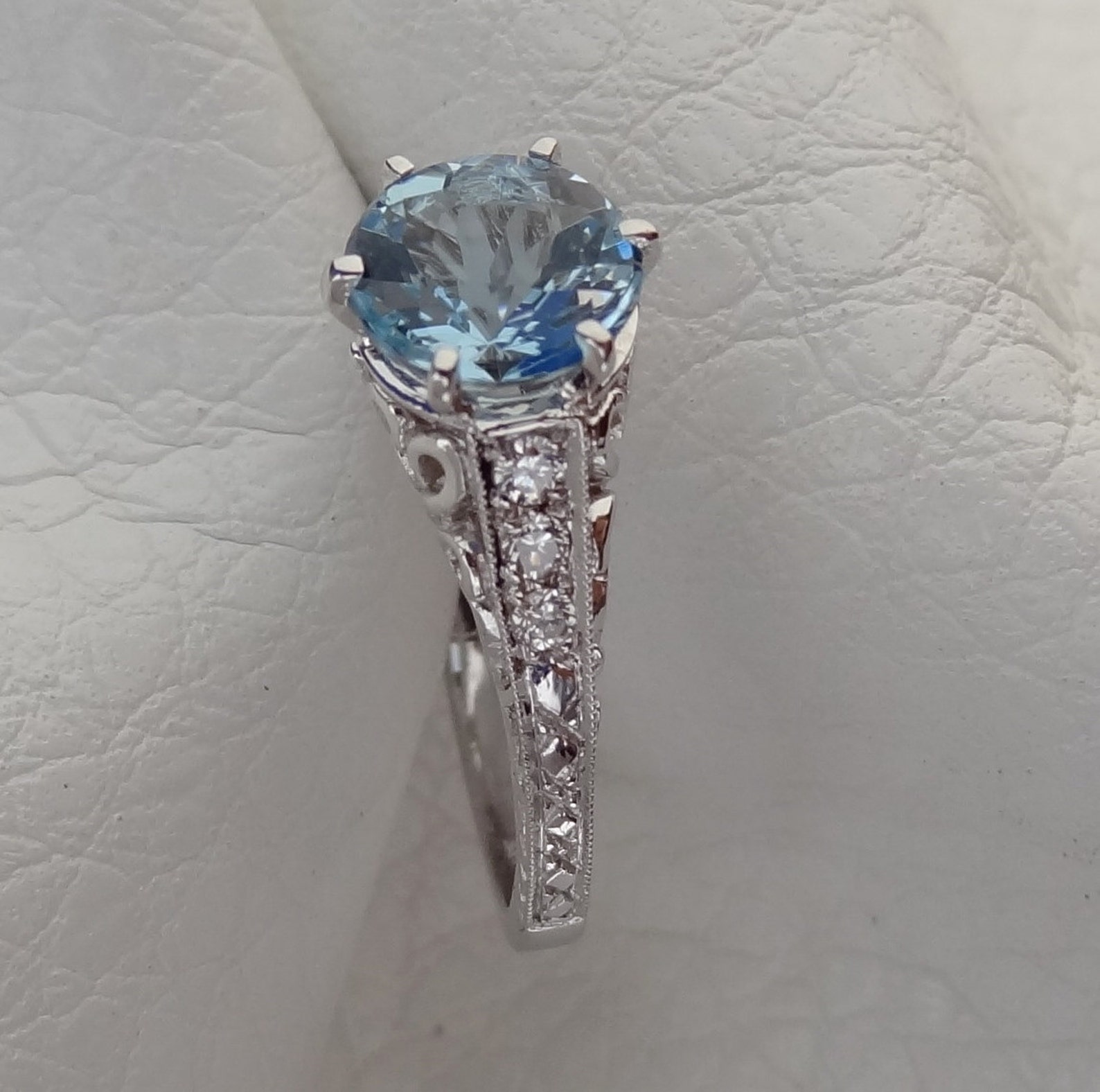 Filigree Antique Style Fine Light Blue Aquamarine With - Etsy