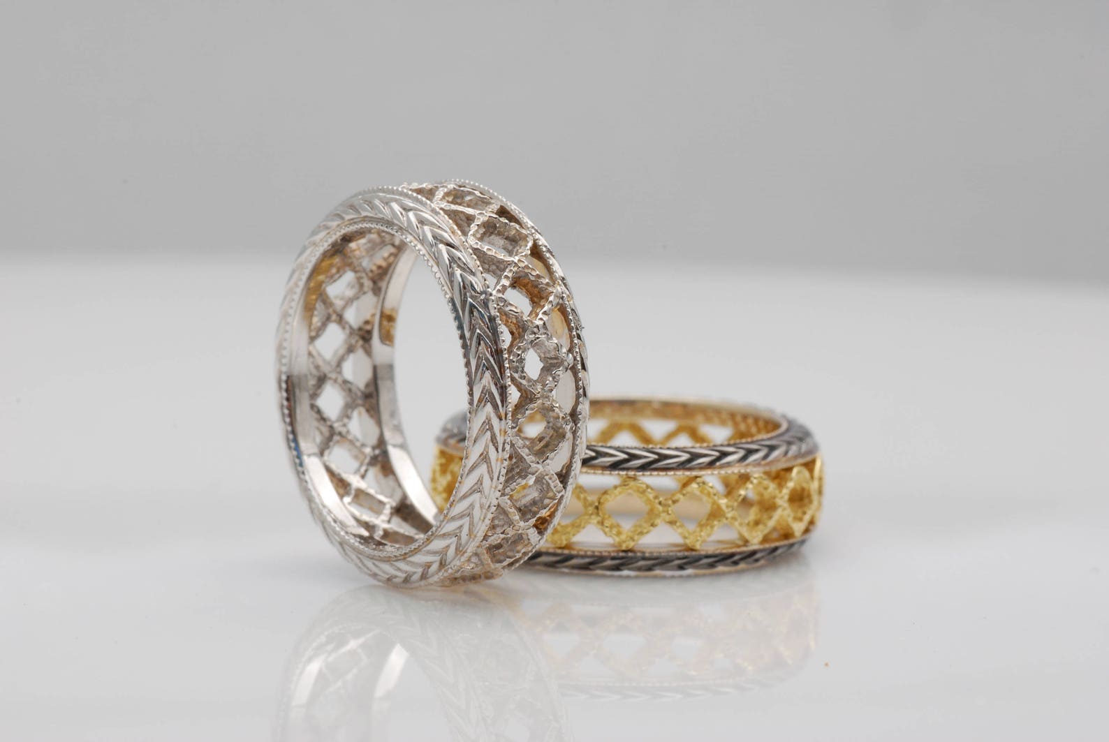 Open Lattice Filigree Wheat Pattern 7 Mm Wide Hand Engraved - Etsy