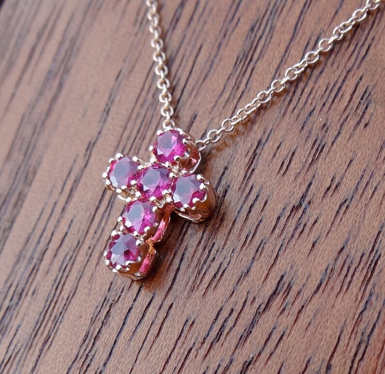Fine Rubies Cross Pendant 18k Rose Gold - Etsy