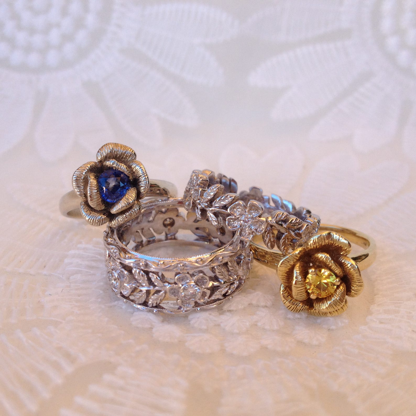 Promise Friendship Ring Pink Sapphire Floral Rose 14k Rose | Etsy