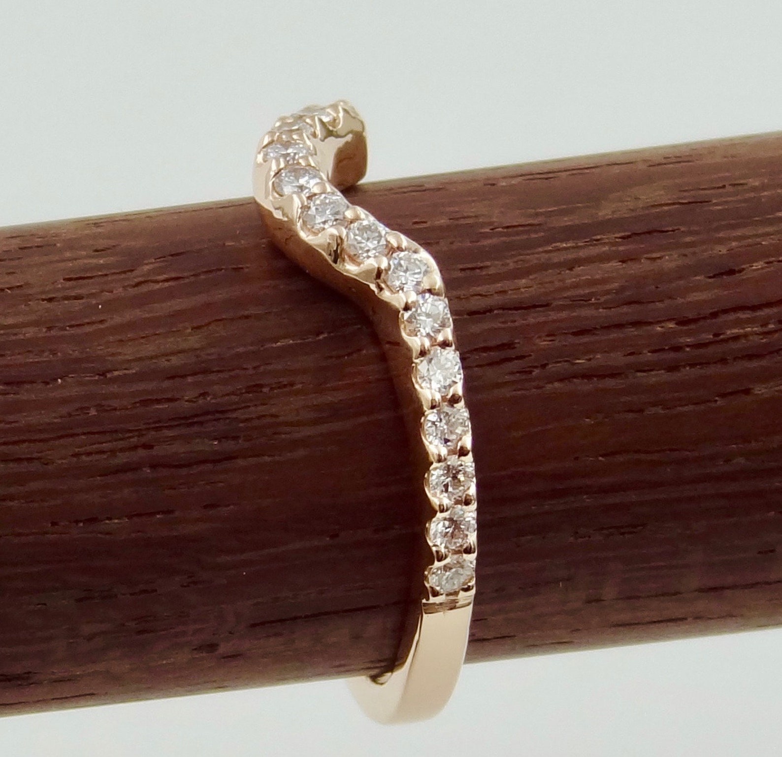 Curved Diamond Wedding Band Contour Diamond Ring Matching - Etsy