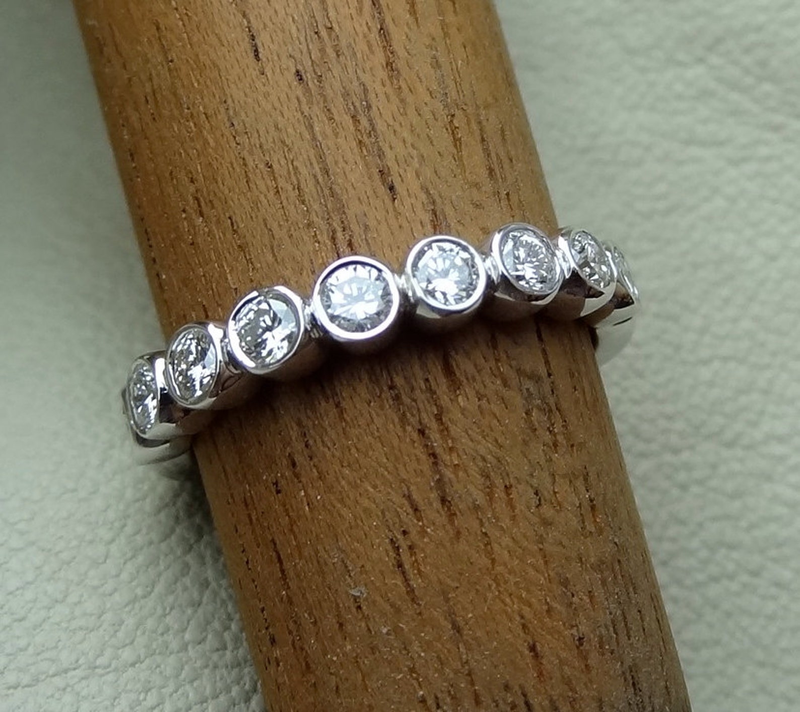 Bezel Set 9 Diamonds Wedding Band With 1/2 Carats Diamonds | Etsy