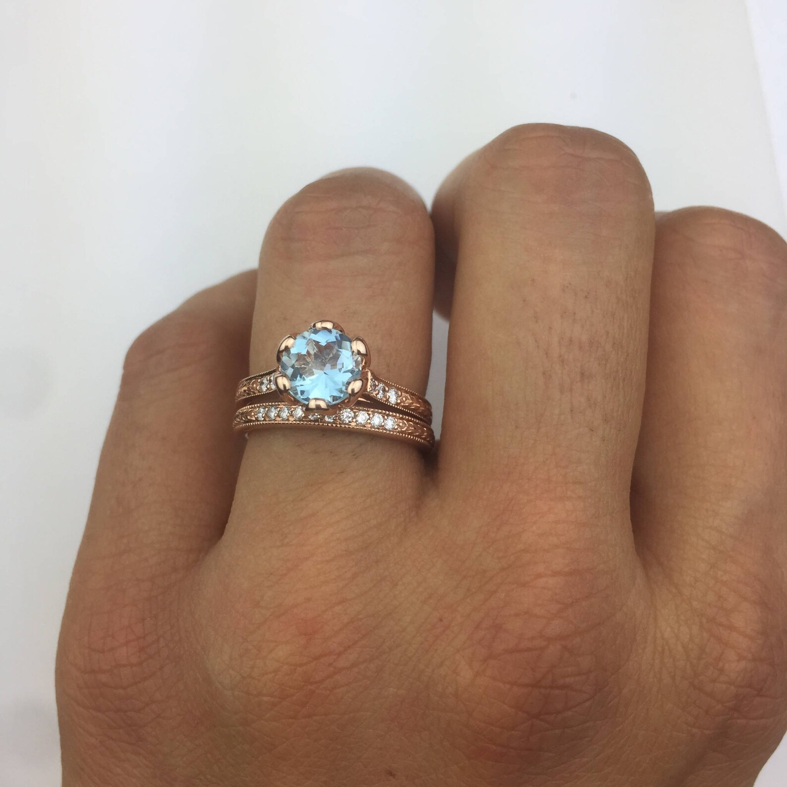 Vintage / Antique Style Tulip Petal Setting Natural Light Blue | Etsy