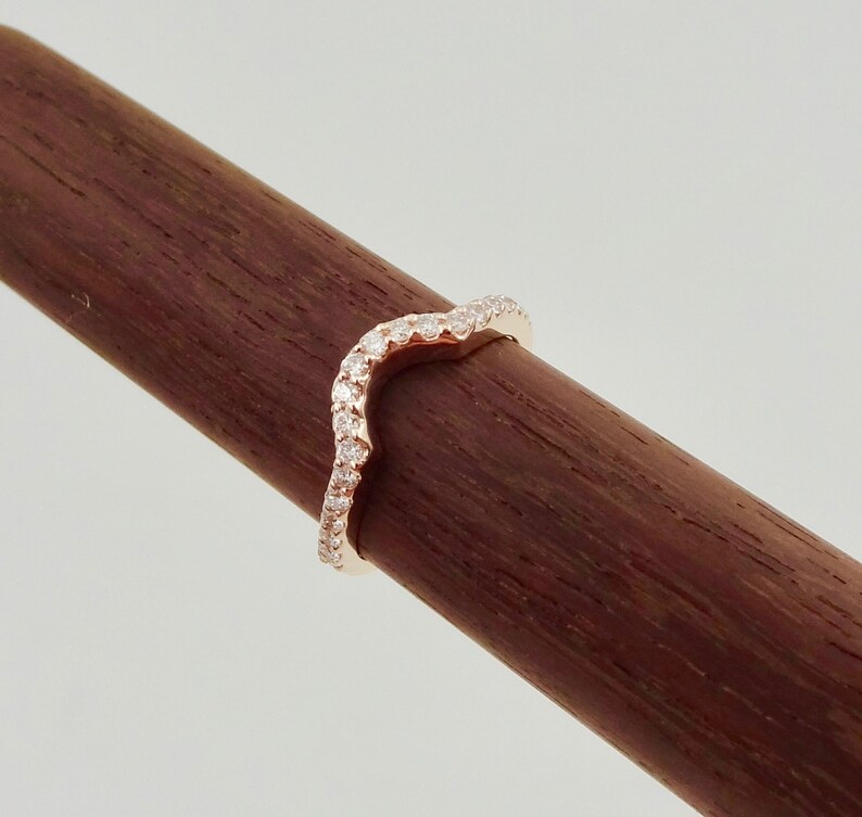 Curved Diamond Wedding Band Contour Diamond Ring Matching - Etsy