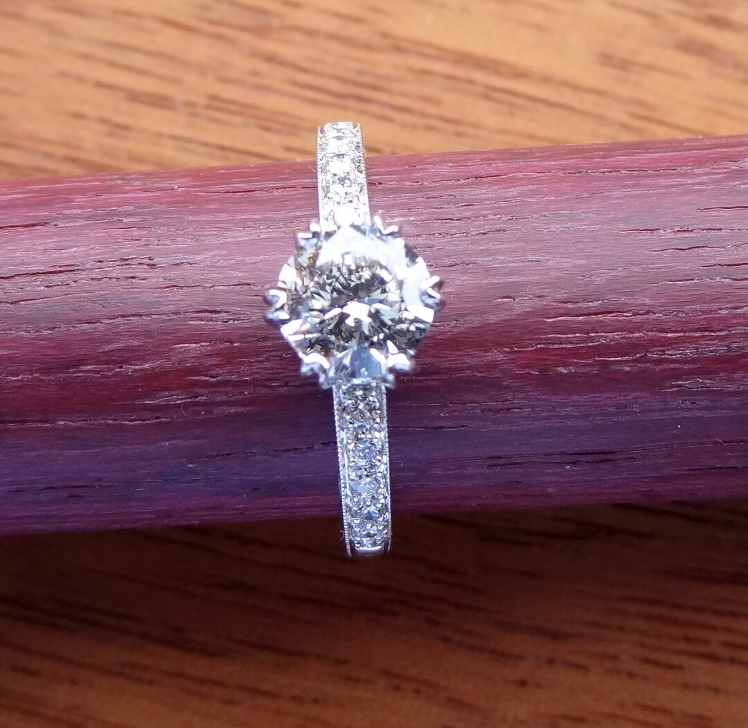 Classic Vintage / Antique Low Setting Style Diamond Engagement Ring 14k ...