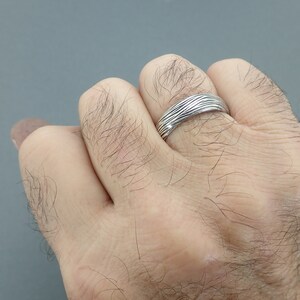 Men's Hand Carved Wave Wedding Band Ring Heavy 14k Solid White, Yellow ...