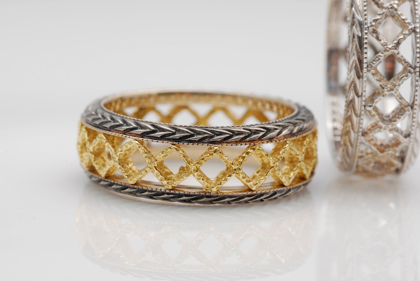 Open Lattice Filigree Wheat Pattern 7 Mm Wide Hand Engraved - Etsy