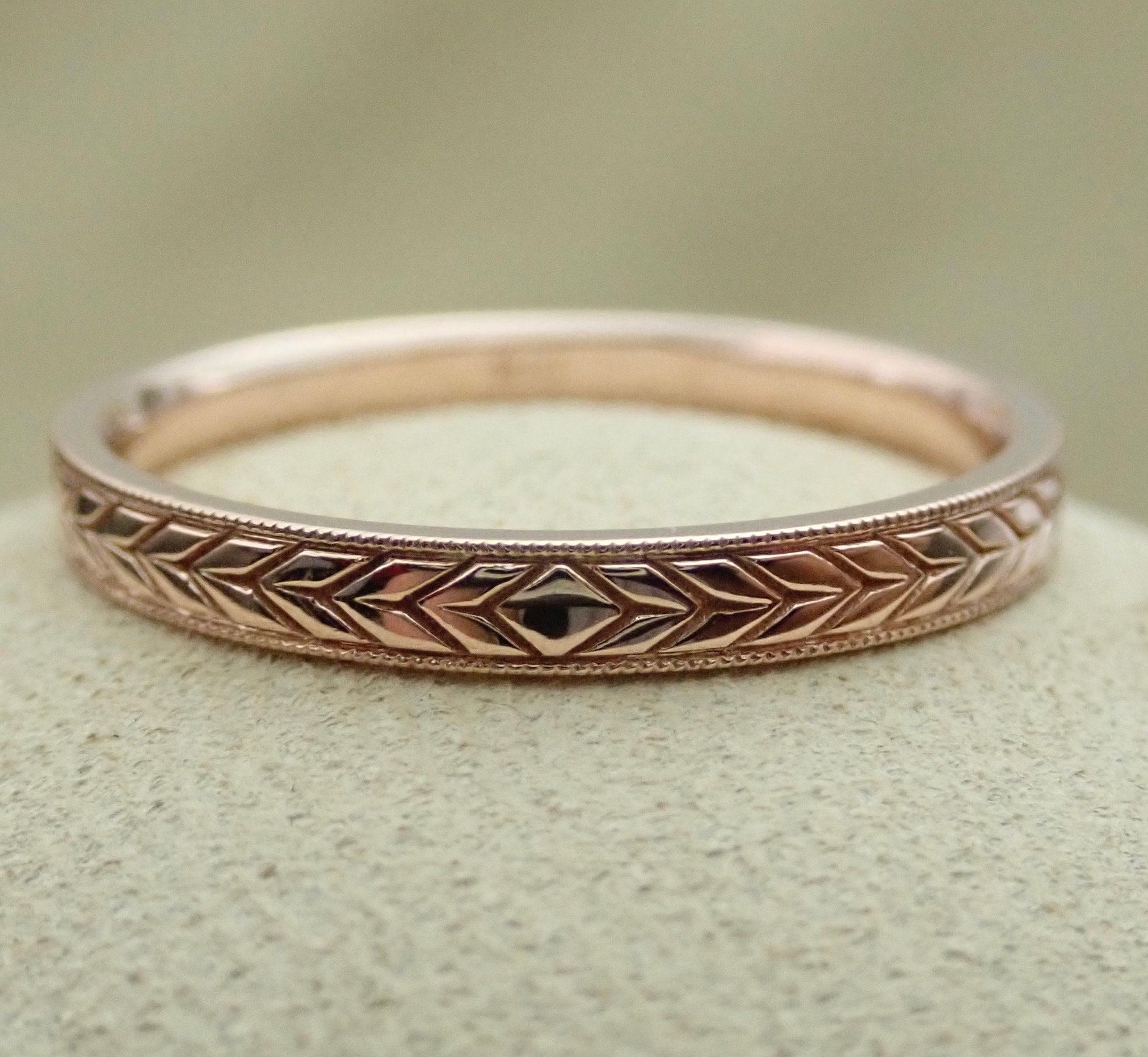Vintage Wedding Ring Wheat Pattern Engraved Wedding Band | Etsy