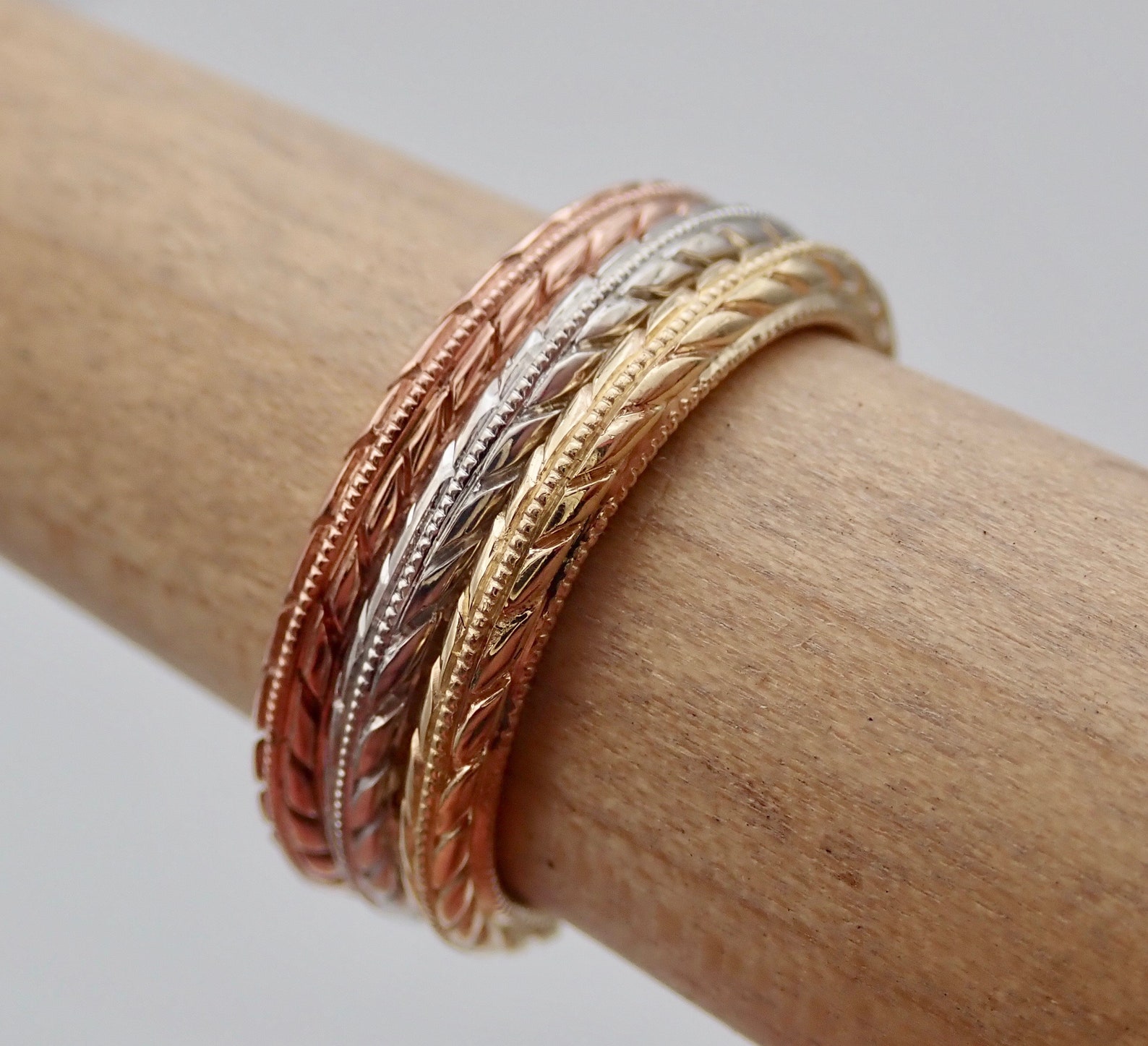 Thin 2 Mm Wide Wheat Pattern Hand Engraved Milgrain Wedding - Etsy
