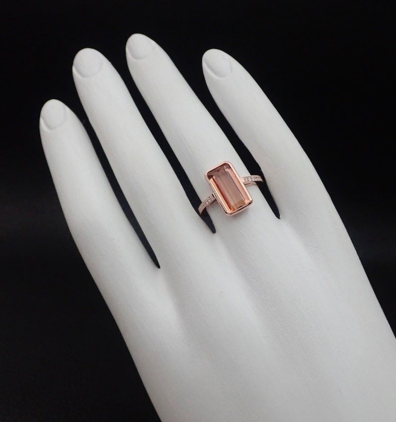 Peach Imperial Topaz Engagement Ring: 14k Rose Gold, Natural Gemstone ...