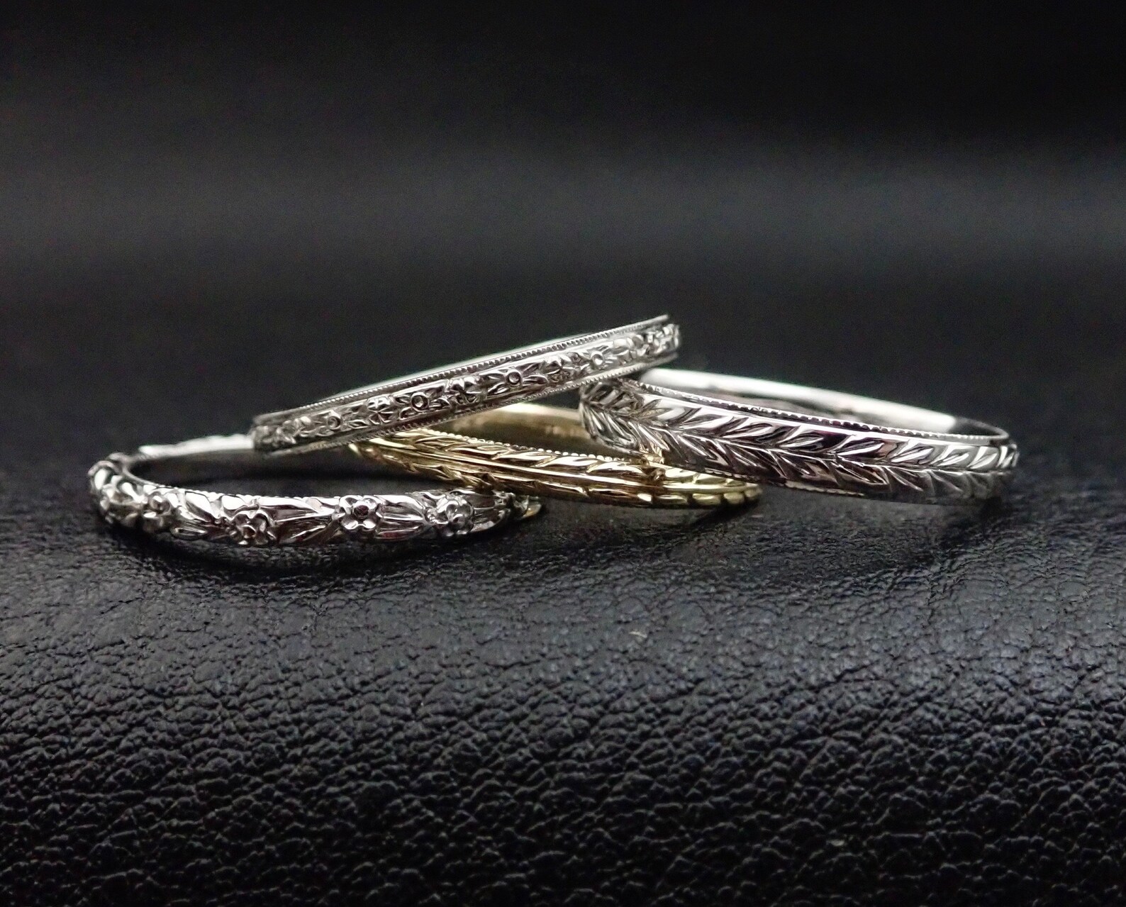 Hand Engraved 18k Yellow Gold Wedding Band: Wheat Pattern, Milgrain ...