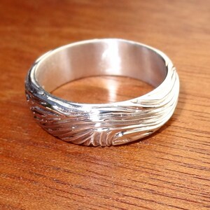 Men's Hand Carved Wave Wedding Band Ring Heavy 14k Solid White, Yellow ...