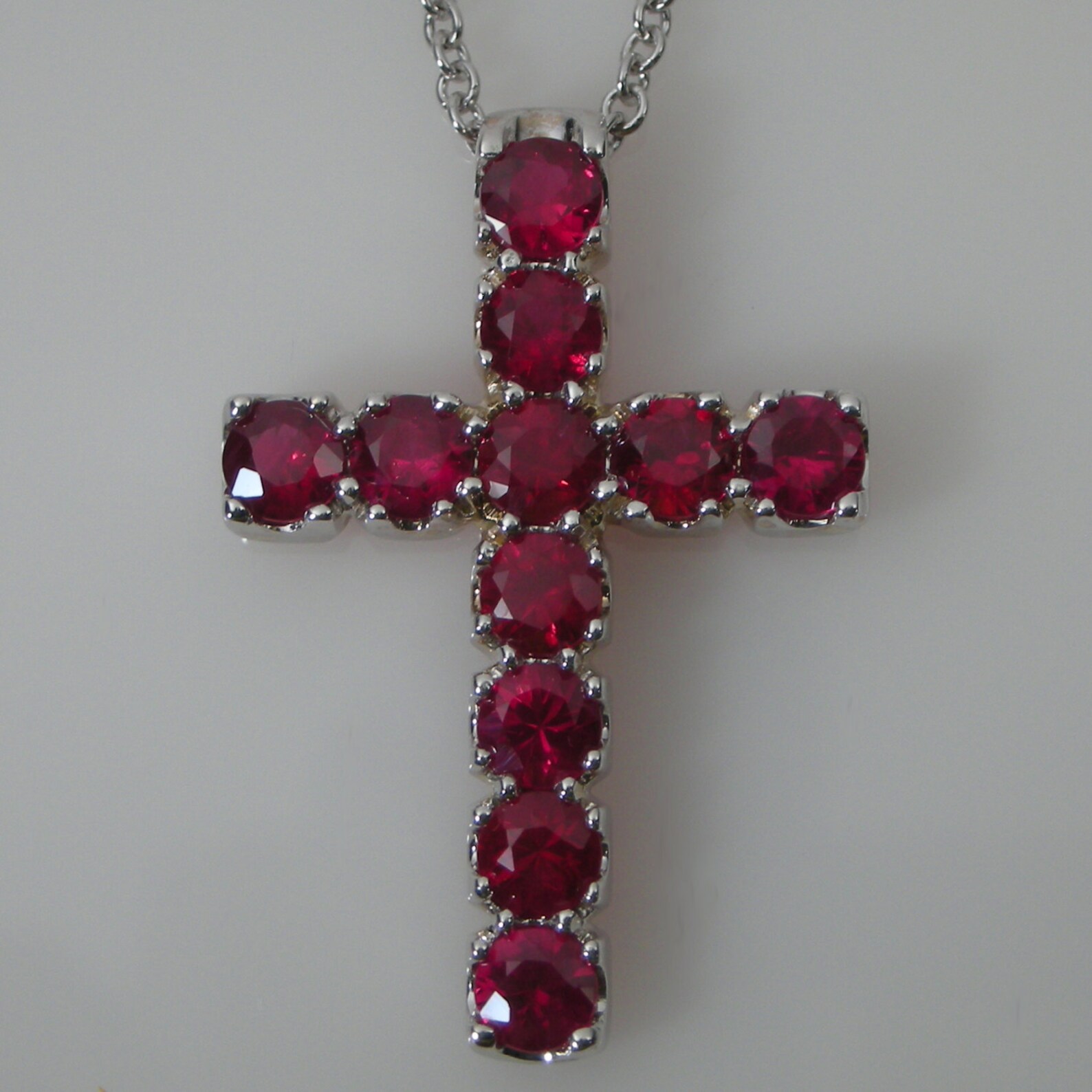 Fine Natural Rubies Cross Pendant July Birthstone 18k White Gold - Etsy