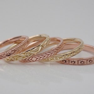 Floral Wedding Ring, Carved Flowers & Leafs 14k Yellow Gold Wedding ...
