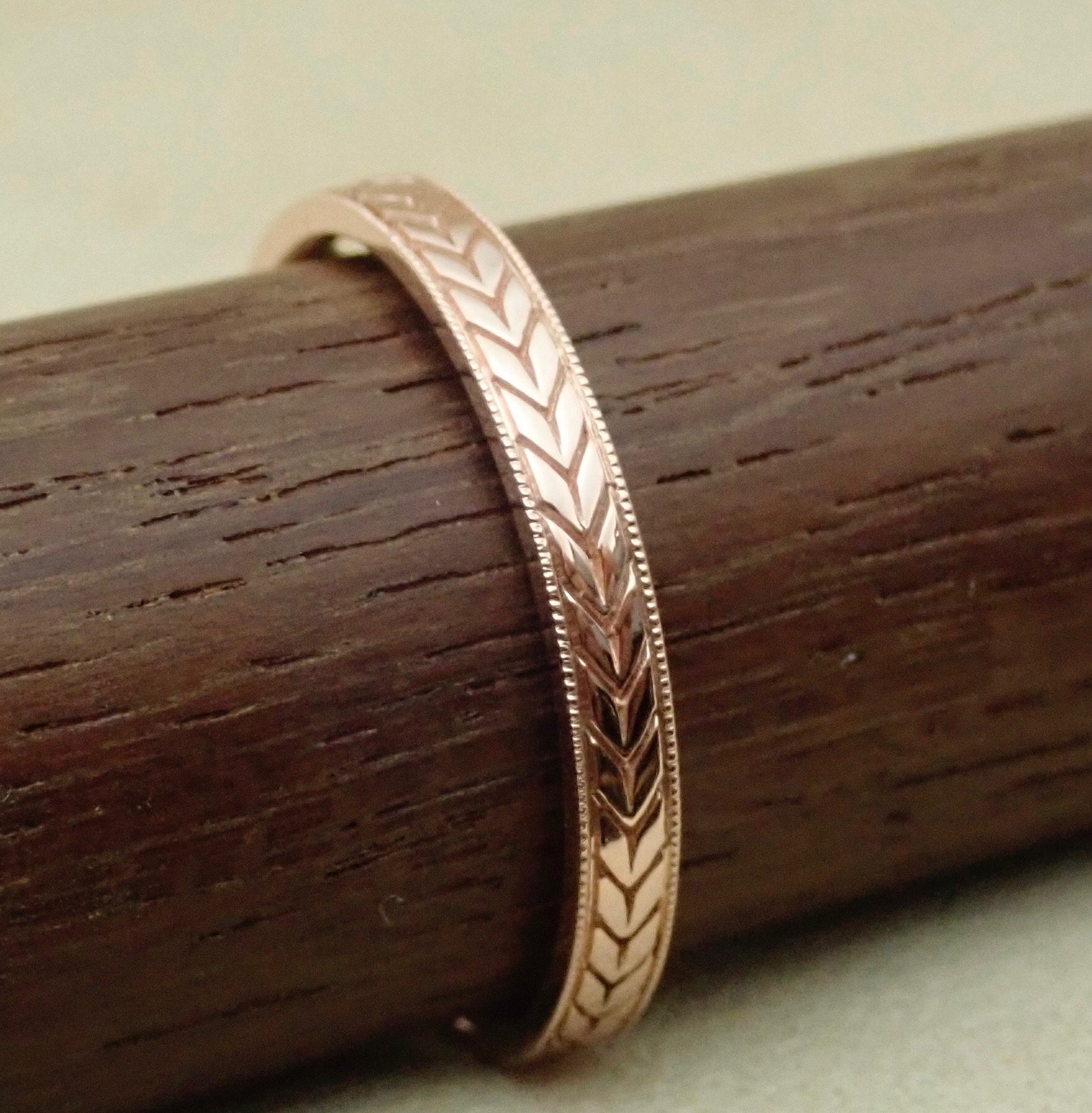 Vintage Wedding Ring Wheat Pattern Engraved Wedding Band | Etsy