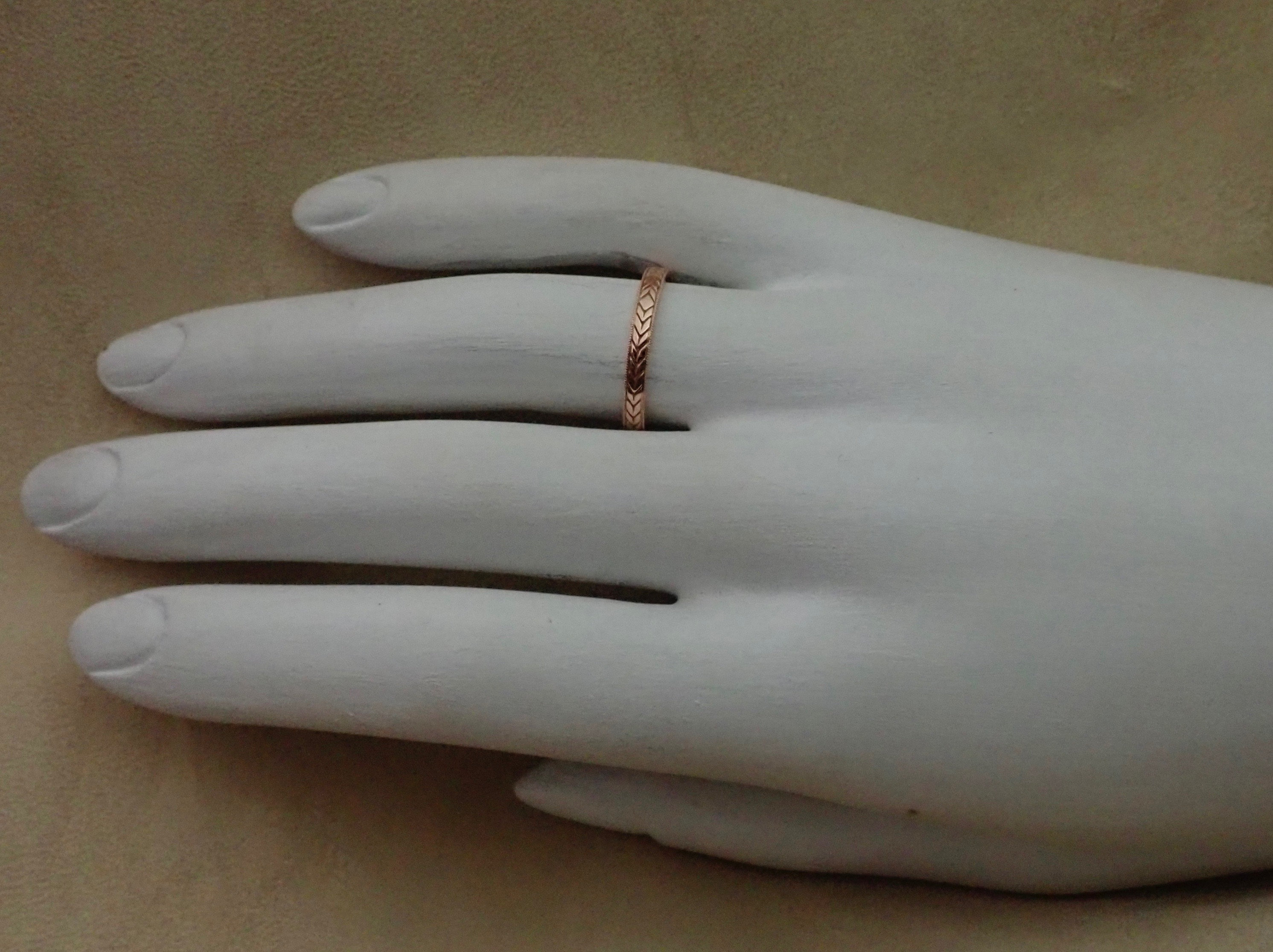 Vintage Wedding Ring Wheat Pattern Engraved Wedding Band | Etsy