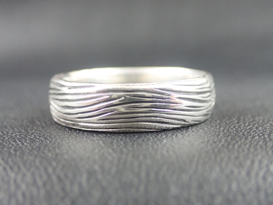 Men's Hand Carved Wave Wedding Band Ring Heavy 14k Solid White, Yellow ...