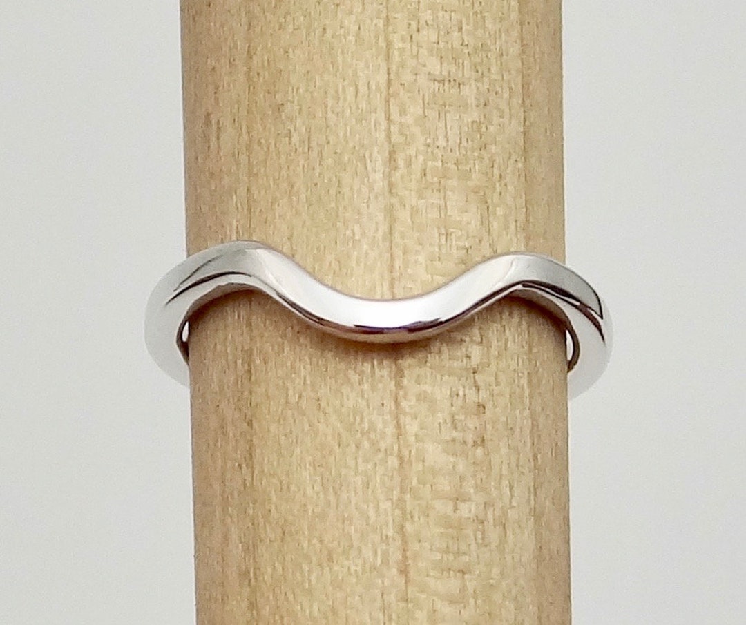 Plain Made to Fit Curved Contour Band 14k White Gold, Matching Wedding ...