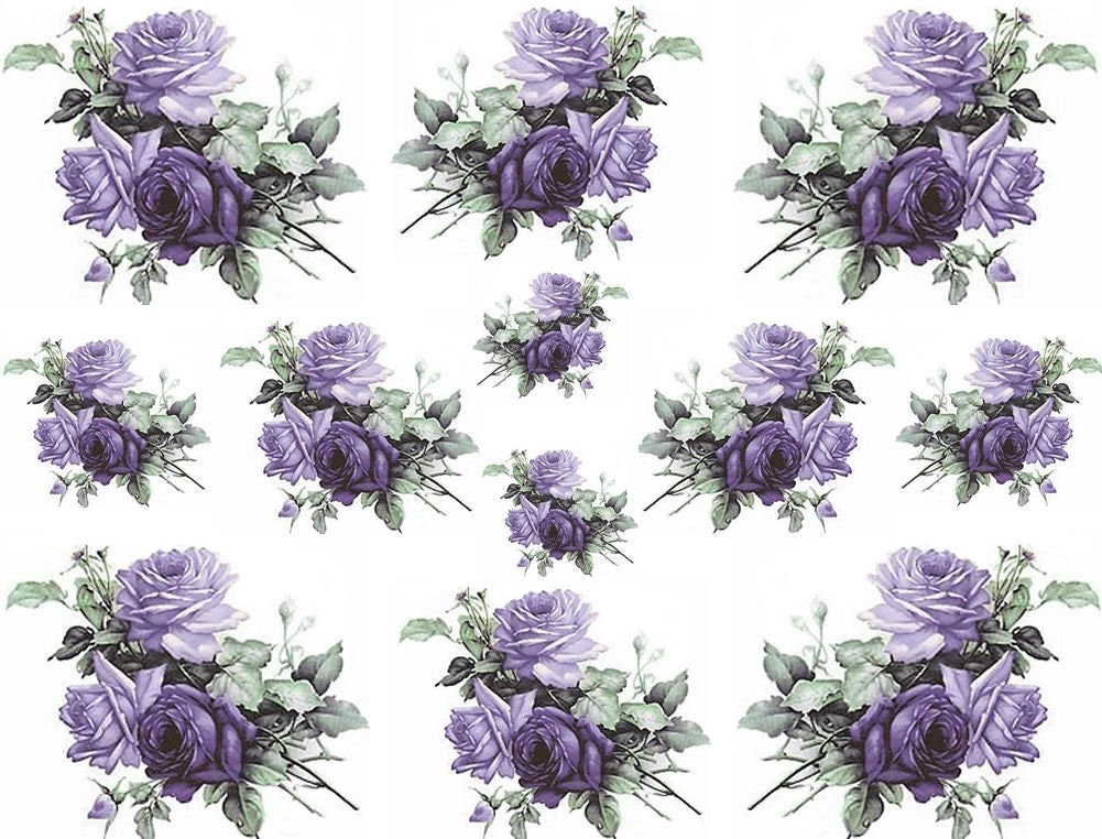 Vintage Image Best Chic Violet Cabbage Roses Shabby Decals - Etsy