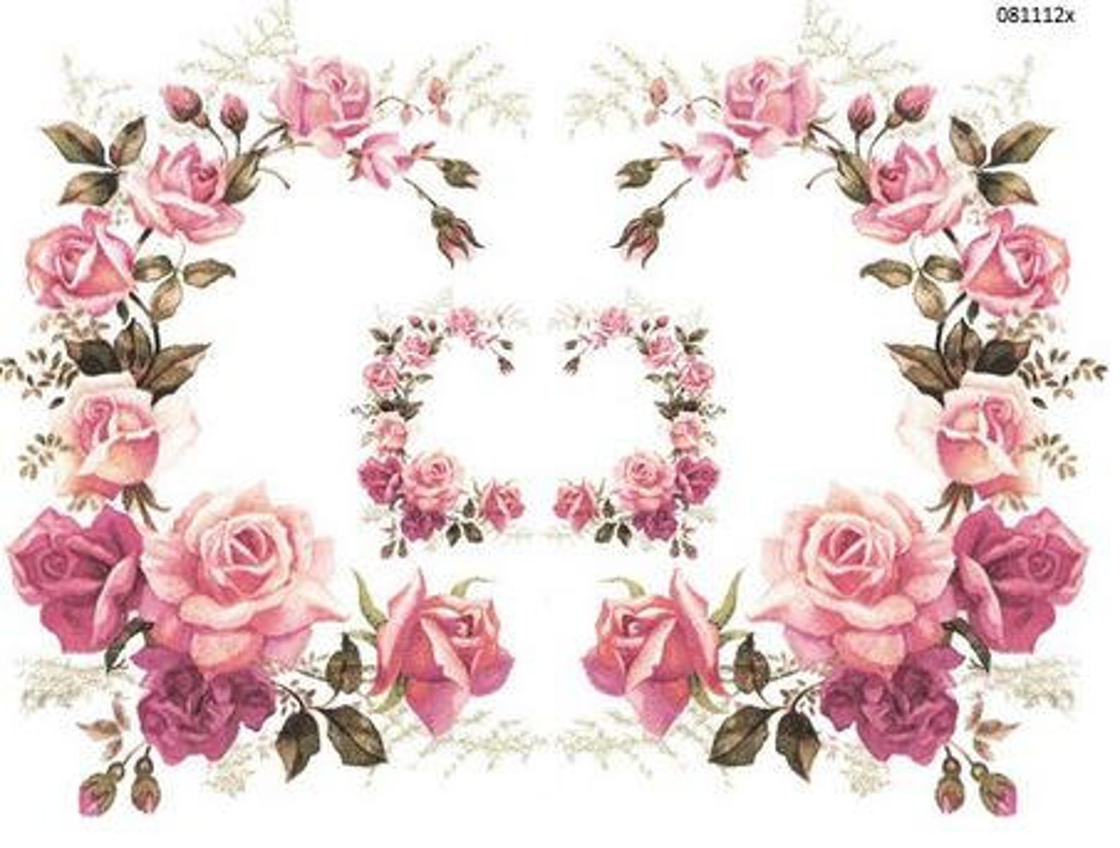 Vintage XL Pink Tea Rose Corner Swags Shabby Decals ~furniture Size~ - Etsy