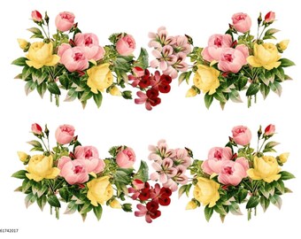 Vintage XL Tea Rose Swags Shabby Decals furniture Size | Etsy