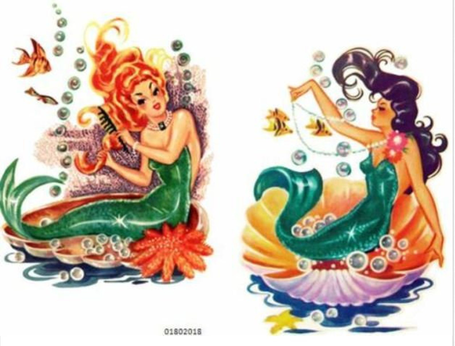 Vintage Image XL Retro Mermaids Shabby Waterslide Decals | Etsy