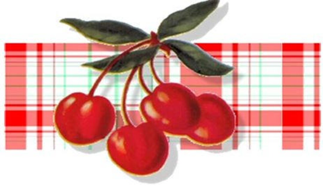 Vintage Repro Meyercord Plaid Cherry Border Shabby Decals - Etsy