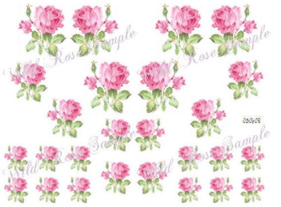 Vintage Pretty Pink Cottage Roses Shabby Decals - Etsy