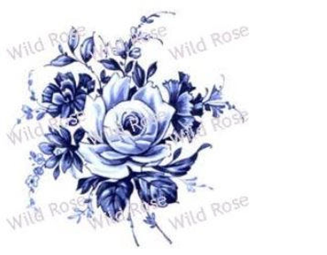 Vintage Dutch Blue Delft Roses & Swags Shabby Decals - Etsy