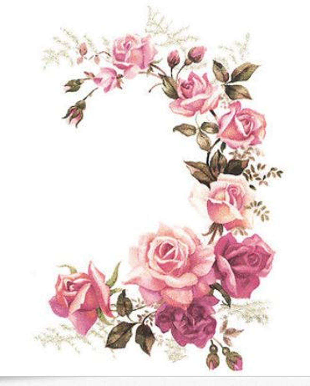 Vintage XL Pink Tea Rose Corner Swags Shabby Decals ~furniture Size~ - Etsy