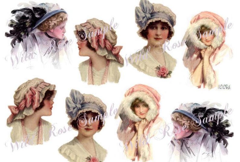 Vintage Harrison Fisher Ladies #1 Shabby Victorian Decals - Etsy