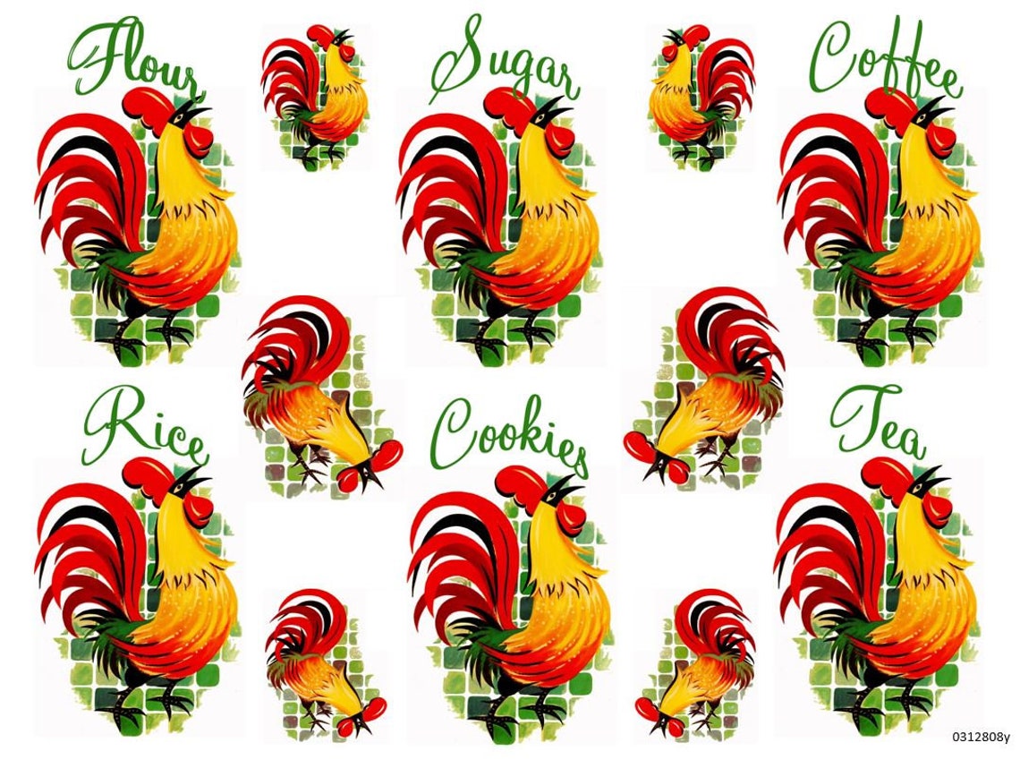 Shabby Vintage French Country Rooster Canister Labels/decals #2 - Etsy