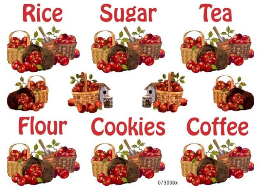 Vintage Country Kitchen Apple Sampler Canister Labels Shabby Decals - Etsy