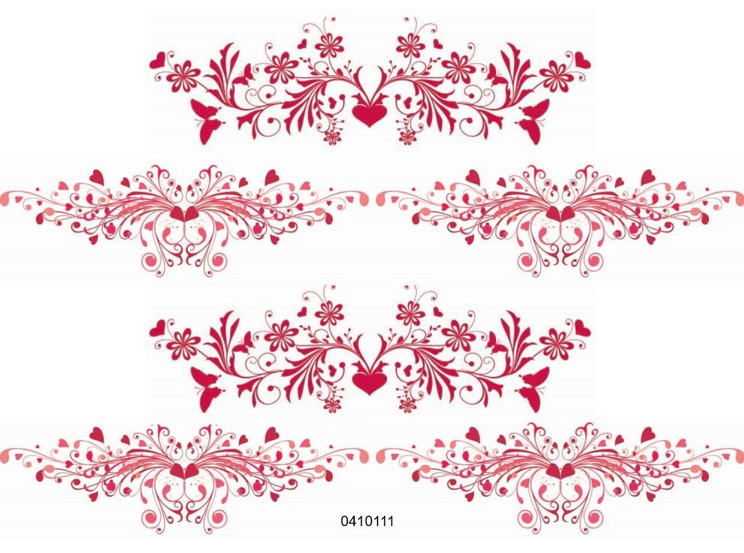 XL Red Scrolly Borders Shabby Decals - Etsy