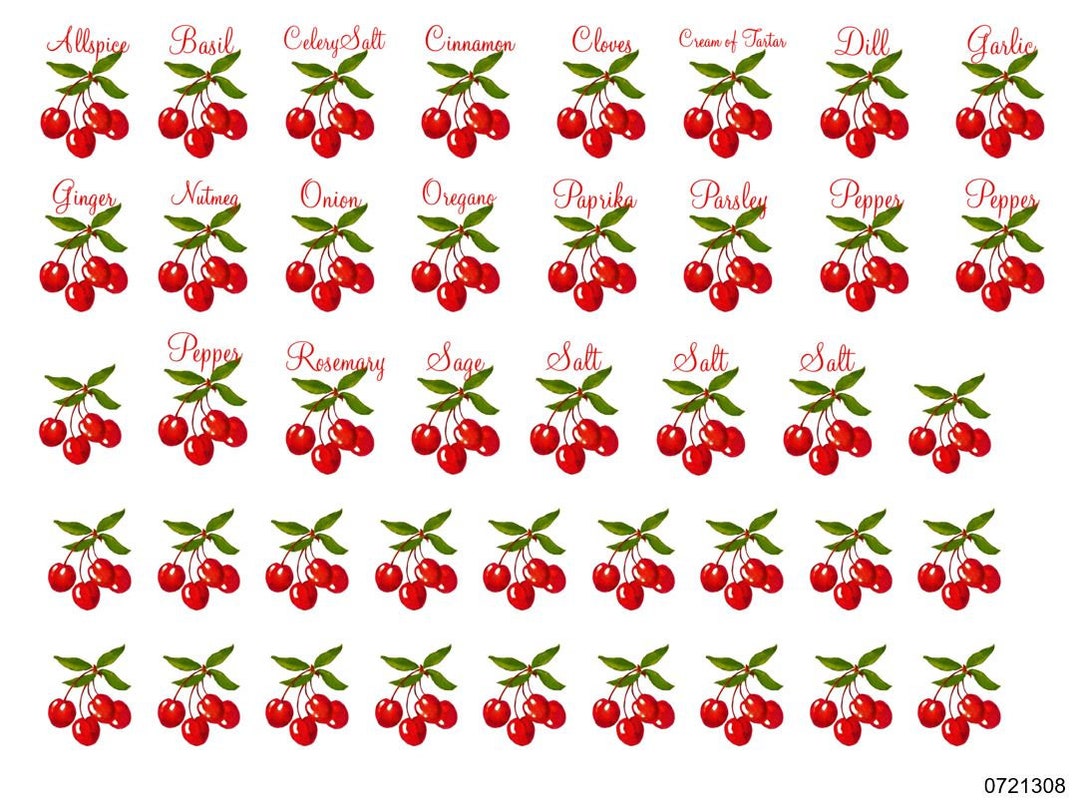 Vintage Retro Cherry Spice Labels Shabby Decals - Etsy