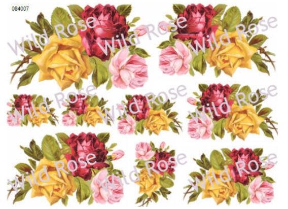 Vintage Klein Triple Roses Shabby Cottage Decals - Etsy