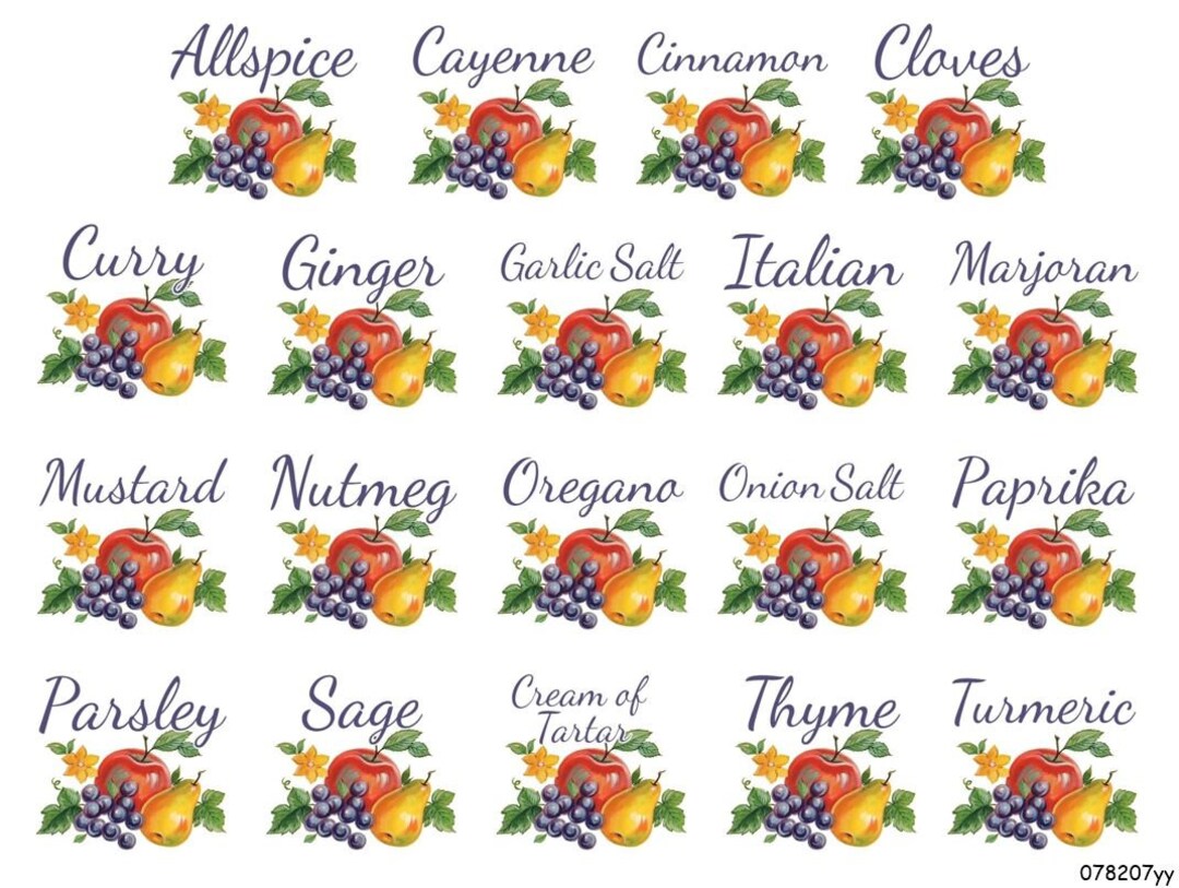 Vintage Image Retro Fruit Spice Labels Shabby Waterslide Decals - Etsy