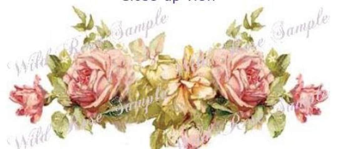 Vintage Gorgeous Klein Pink and Yellow Rose Corners & Swags Decals - Etsy