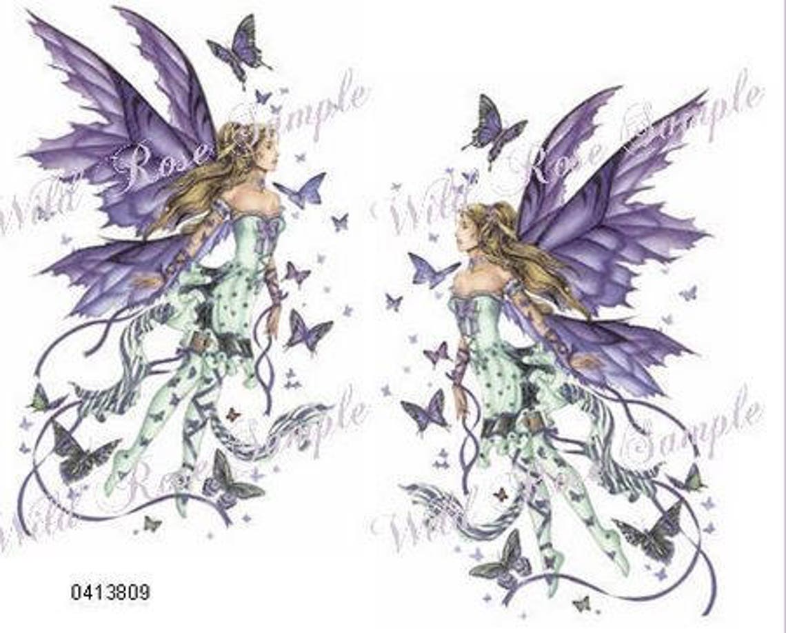 XL Vintage Blue Winged Angels Shabby Waterslide Decals - Etsy