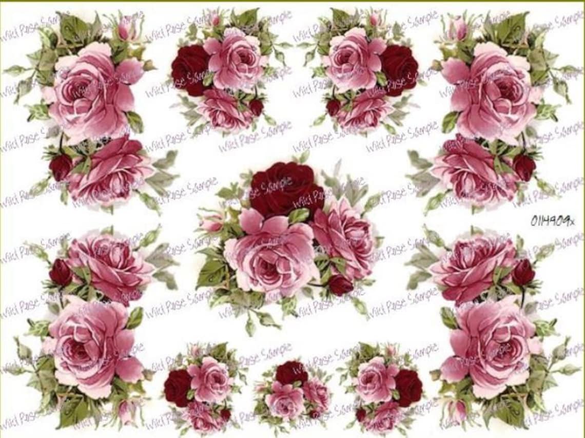 Vintage Amazing Pink Tea Roses & Swags Shabby Decals ~large~ - Etsy