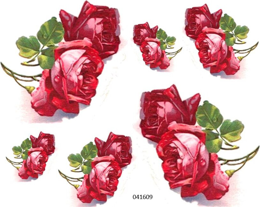 Vintage XL Klein Red Roses Shabby Decals - Etsy