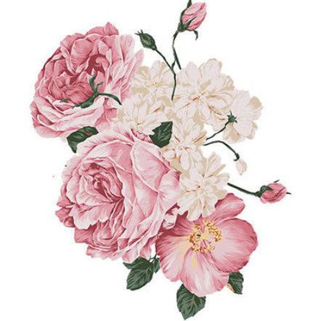 Vintage XXL Soft Fluffy Pink Roses Shabby Decal ~furniture Size~ - Etsy