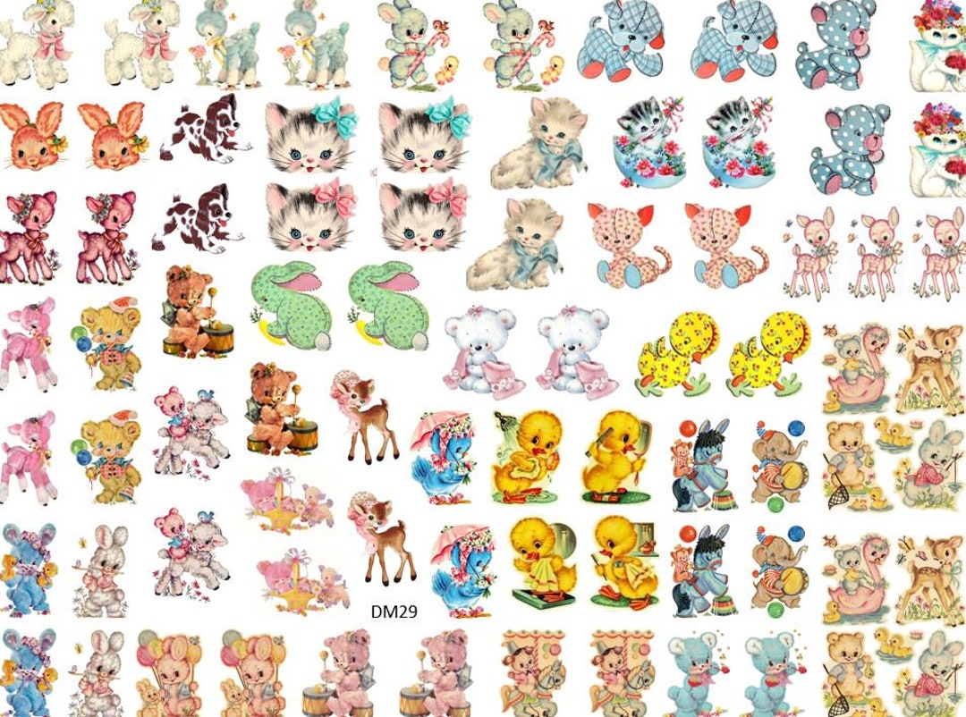 Vintage Dollhouse Miniatures Assorted Nursery Shabby Decals Decoupage ...