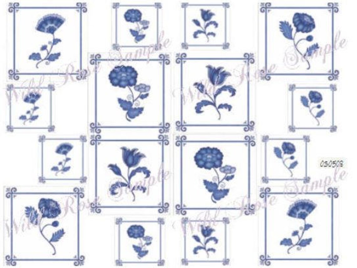 Vintage Dutch Blue Delft Floral Tiles Shabby Decals - Etsy