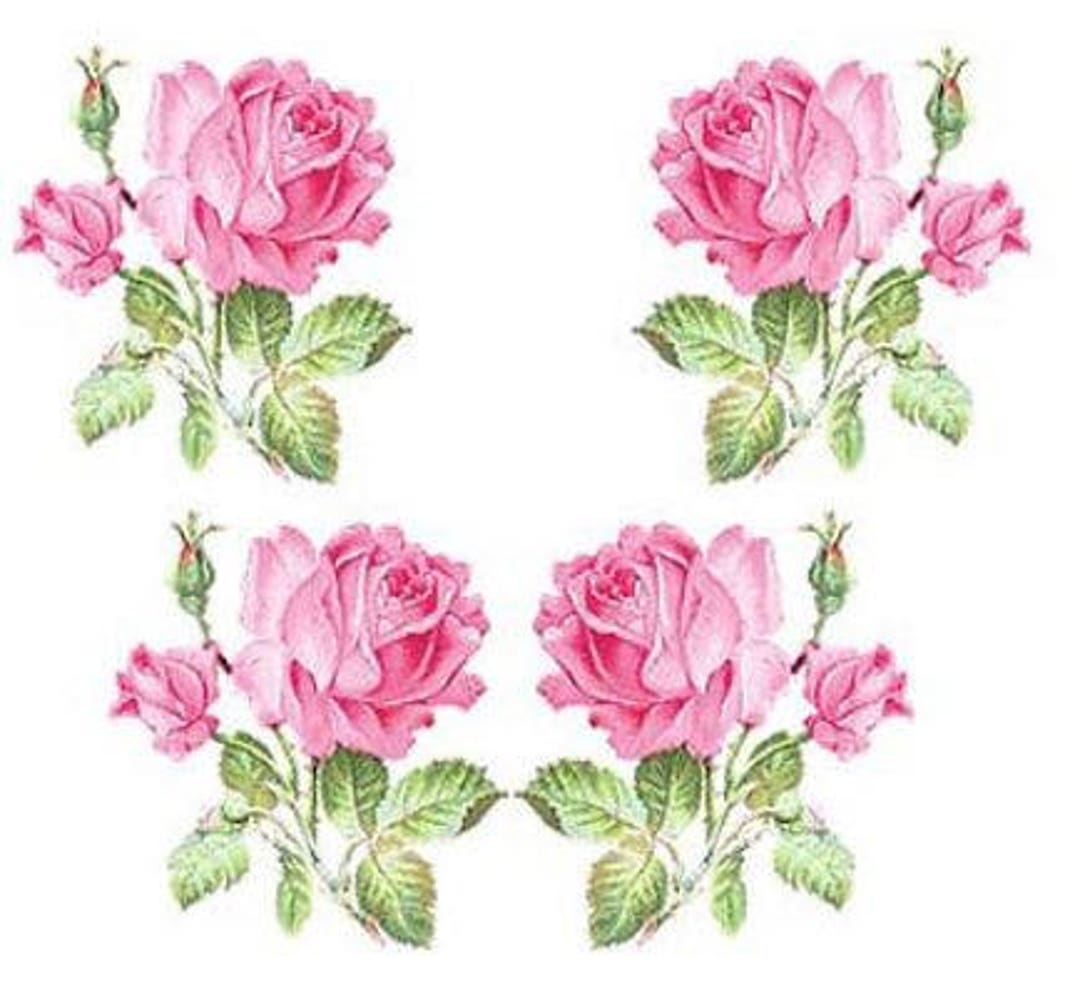 Vintage Pretty Pink Cottage Roses Shabby Decals - Etsy