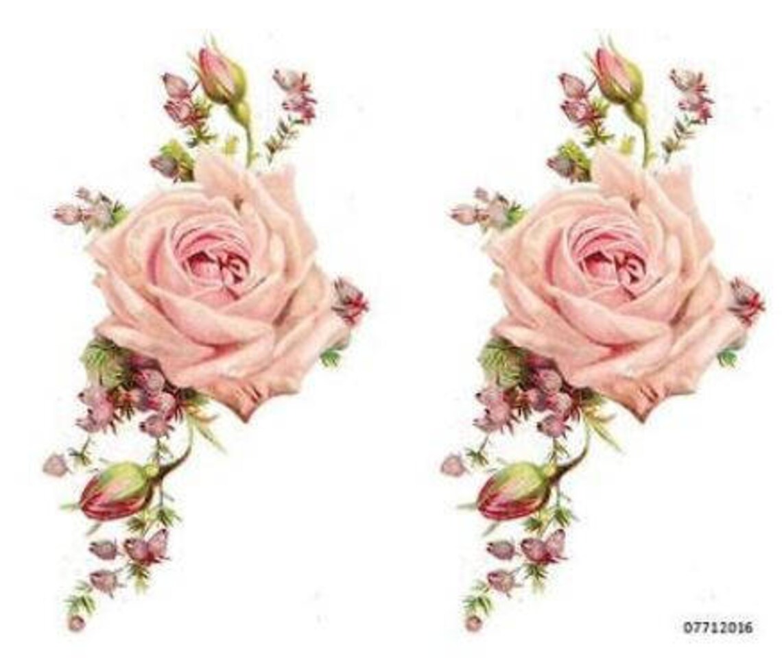 Vintage XL Pale Pink Cabbage Rose Swags Shabby Decals ~furniture Size ...