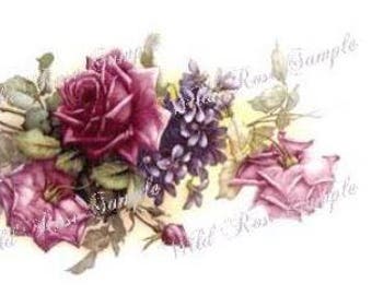 Vintage Amazing Pink Tea Roses & Swags Shabby Decals large | Etsy