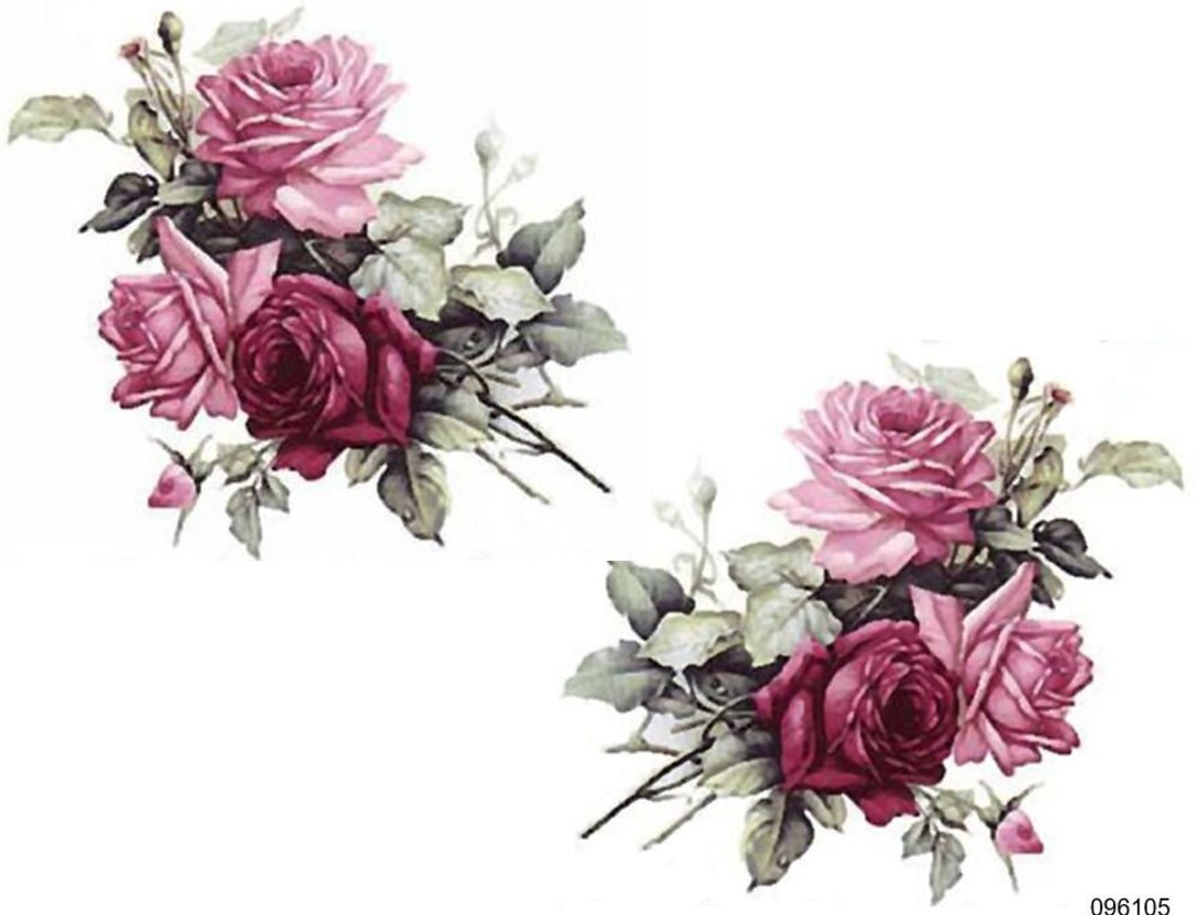 Vintage XL Best Pink & Red Cabbage Roses Shabby Decals *furniture Size ...